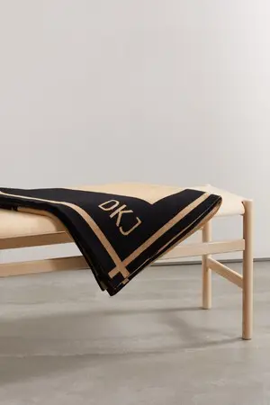 DIANE KORDAS Bull Reversible Jacquard-knit Merino Wool Throw