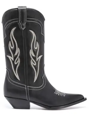 SONORA 35mm Santa Fe Leather Tall Boots - Black,white