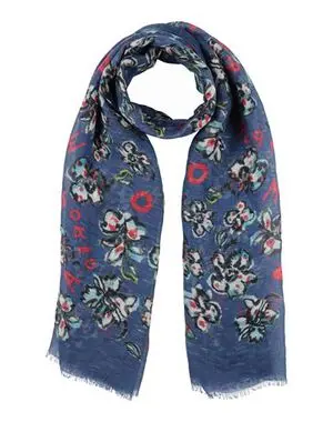 Emporio Armani Woman Scarf White Size - Modal, Linen, Silk Blue
