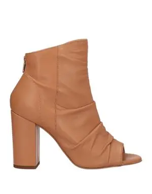 CAFÈNOIR Leather Open-toe Ankle Boots - Beige