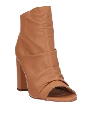 CAFÈNOIR Leather Open-toe Ankle Boots - Beige