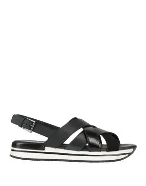 Hogan Soft Leather Sandals - Black