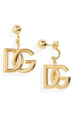 Dolce & Gabbana Logo Drop Back Earrings - Oro