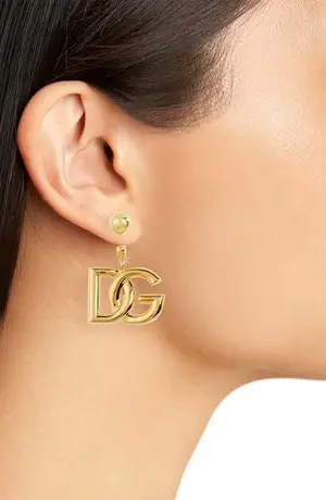 Dolce & Gabbana Logo Drop Back Earrings - Oro