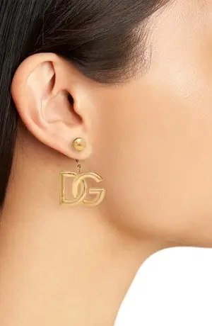 Dolce & Gabbana Logo Drop Back Earrings - Oro