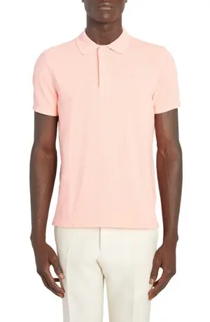 TOM FORD Short Sleeve Cotton Piqué Polo Melon
