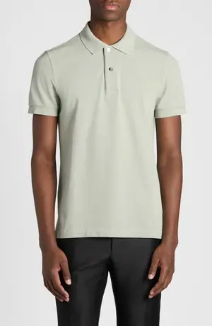 TOM FORD Short Sleeve Cotton Piqué Polo - Menthol