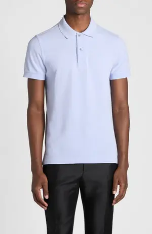 TOM FORD Short Sleeve Cotton Piqué Polo - Periwinkle