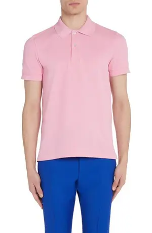 TOM FORD Short Sleeve Cotton Piqué Polo Pink