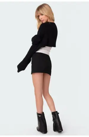 EDIKTED Anya Crop Shrug Sweater - Black