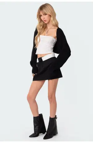 EDIKTED Anya Crop Shrug Sweater - Black