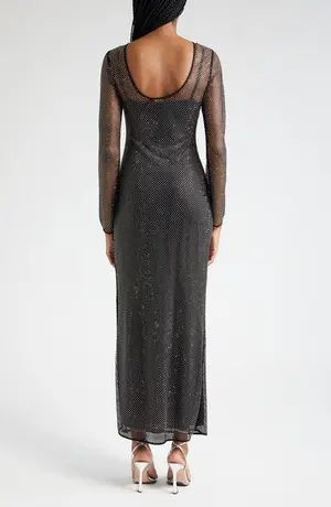 Ramy Brook Lulu Long Sleeve Metallic Mesh Dress - Black Stud