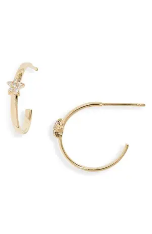 Estée Lauder Cubic Zirconia Star Hoop Earrings - Gold