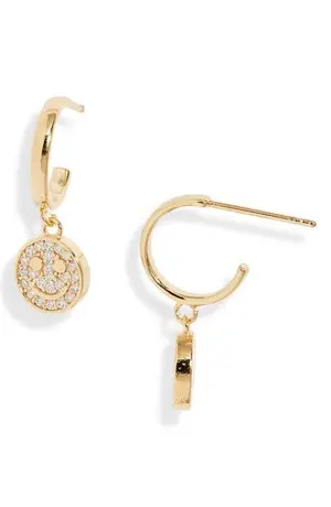 Estée Lauder Sparkle Smiley Huggie Hoop Earrings - Gold