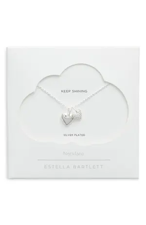 Estée Lauder Double Heart Charm Necklace - Silver