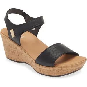 Naot Summer Platform Wedge Sandal - Soft Black Leather