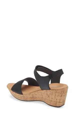 Naot Summer Platform Wedge Sandal - Soft Black Leather