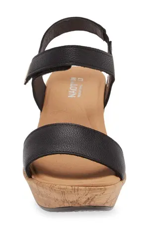 Naot Summer Platform Wedge Sandal - Soft Black Leather
