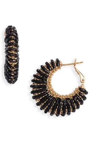 Gas Bijoux Gas Bijoux Izzia Beaded Hoop Earrings Black