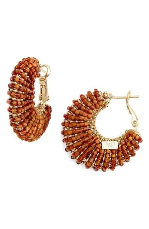 Gas Bijoux Gas Bijoux Izzia Beaded Hoop Earrings Brown