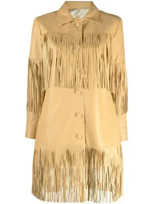 DANCASSAB Reina Fringed Leather Jacket - Yellow