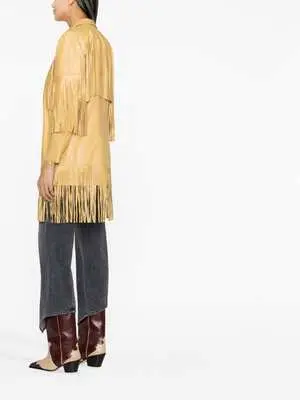 DANCASSAB Reina Fringed Leather Jacket - Yellow