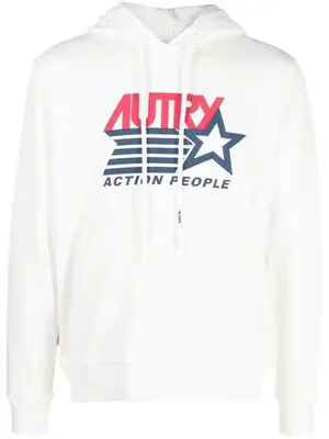 AUTRY Logo-print Drawstring Hoodie - White