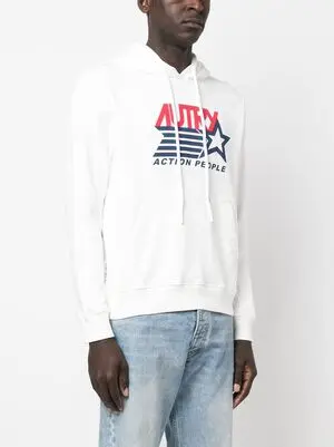 AUTRY Logo-print Drawstring Hoodie - White