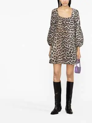 GANNI Leopard-print Minidress