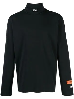 Heron Preston Hpny Embroidered-logo Roll-neck Top - Black