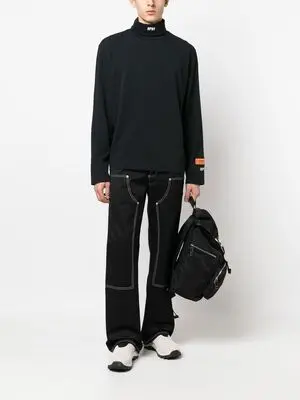 Heron Preston Hpny Embroidered-logo Roll-neck Top - Black