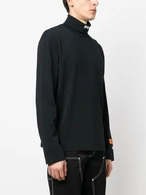 Heron Preston Hpny Embroidered-logo Roll-neck Top - Black