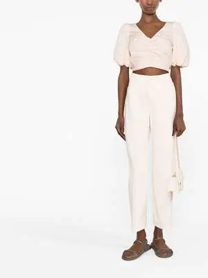 Pinko Puff-sleeve Cropped Blouse