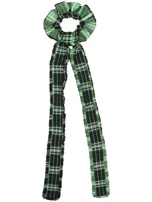 GANNI Ruffled-ribbon Checked Hairband - Green