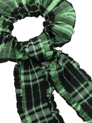 GANNI Ruffled-ribbon Checked Hairband