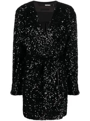 Remain Birger Christensen Sequin-embellished Wrap Minidress