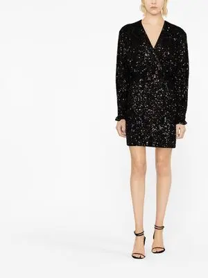 Remain Birger Christensen Sequin-embellished Wrap Minidress