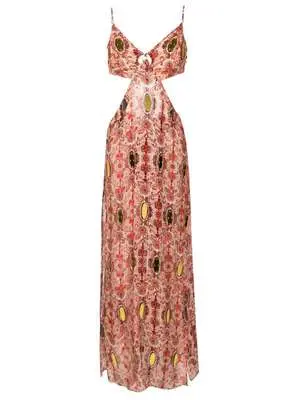 AMIR SLAMA Floral-print Cut-out Maxi Dress