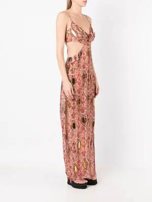 AMIR SLAMA Floral-print Cut-out Maxi Dress