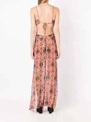 AMIR SLAMA Floral-print Cut-out Maxi Dress