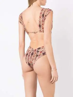 AMIR SLAMA Floral-print Cut-out Swimsuit
