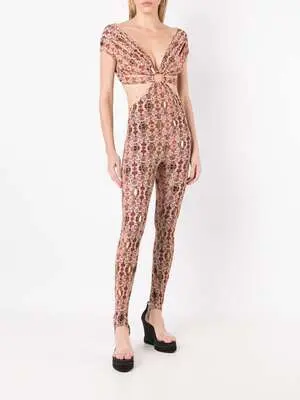 AMIR SLAMA Floral-print Cut-out Jumpsuit