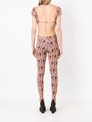 AMIR SLAMA Floral-print Cut-out Jumpsuit