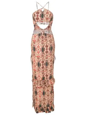 AMIR SLAMA Floral-print Halterneck Maxi Dress