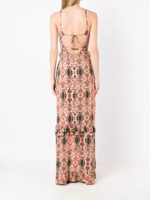AMIR SLAMA Floral-print Halterneck Maxi Dress