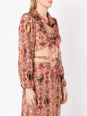 AMIR SLAMA Floral-print Cropped Blouse