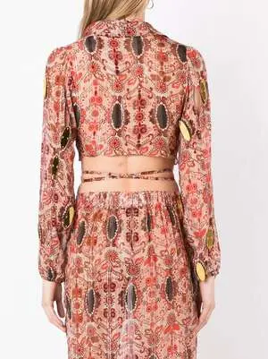 AMIR SLAMA Floral-print Cropped Blouse