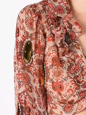 AMIR SLAMA Floral-print Cropped Blouse