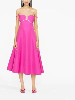 SELF-PORTRAIT Off-shoulder Flared Midi Dress