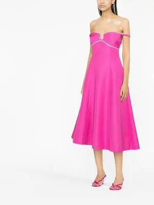 SELF-PORTRAIT Off-shoulder Flared Midi Dress
